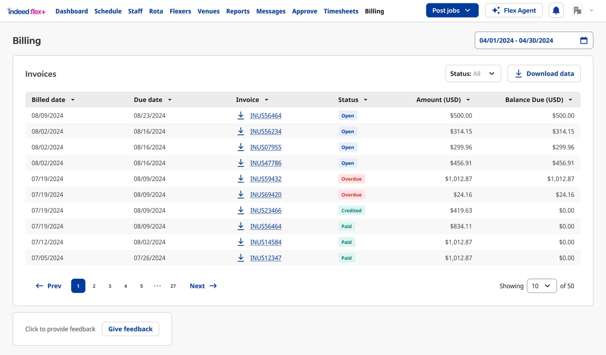 What is the Billing Tab? | Indeed Flex US